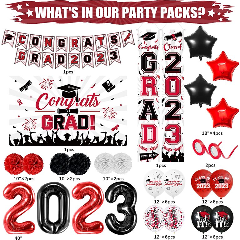 Red And White Graduation Centerpieces