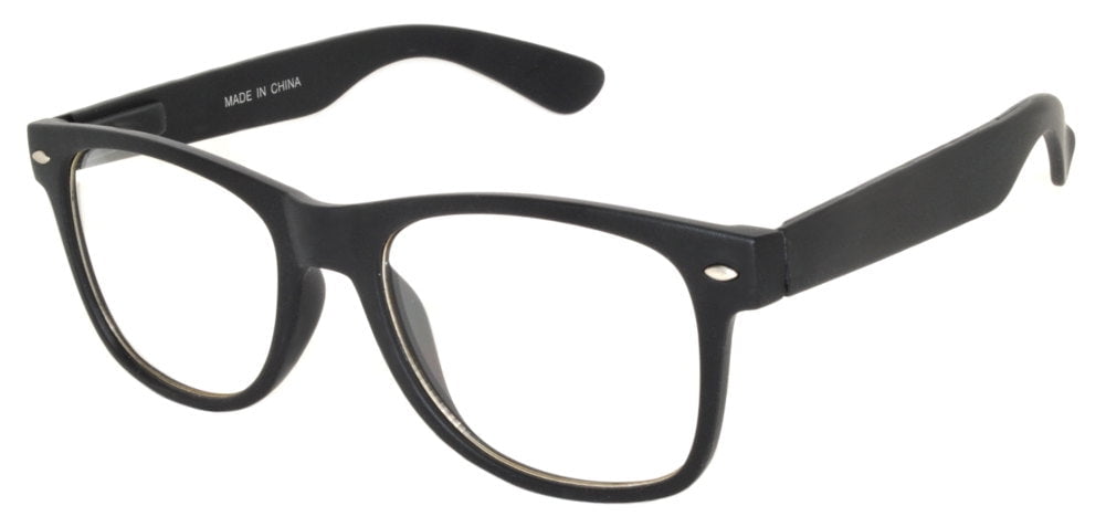 Retro Sunglasses - Matte-Black Frame / Clear Lens - Walmart.com