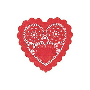Hygloss Products Heart Paper Doilies - 6 Inch Red Lace Doily for ...