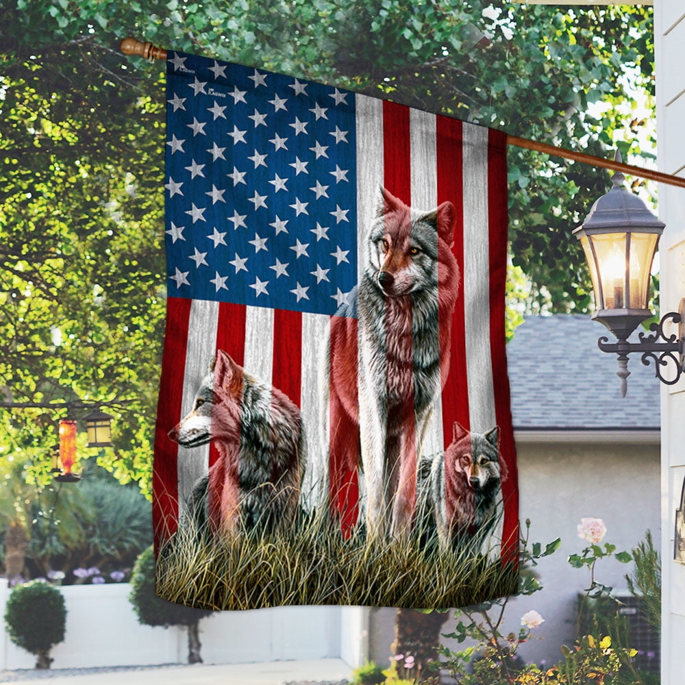 FLAGWIX American Flag - Wolf Wolves American Flag MLH2123F - House Flag ...