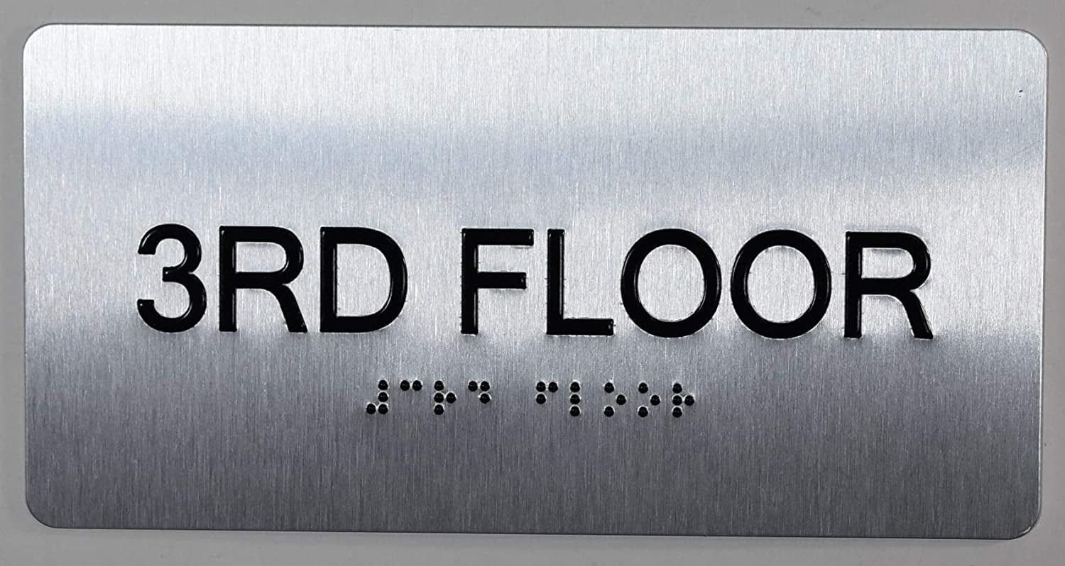 3rd Floor Sign- Floor Number Tactile Touch Braille Sign (Aluminium ...