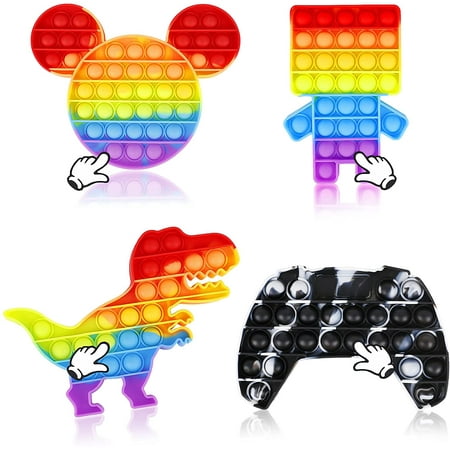 Push Pop Bubble It Fidget Sensory Toy 4 Pack Rainbow Dinosaur Dino ...