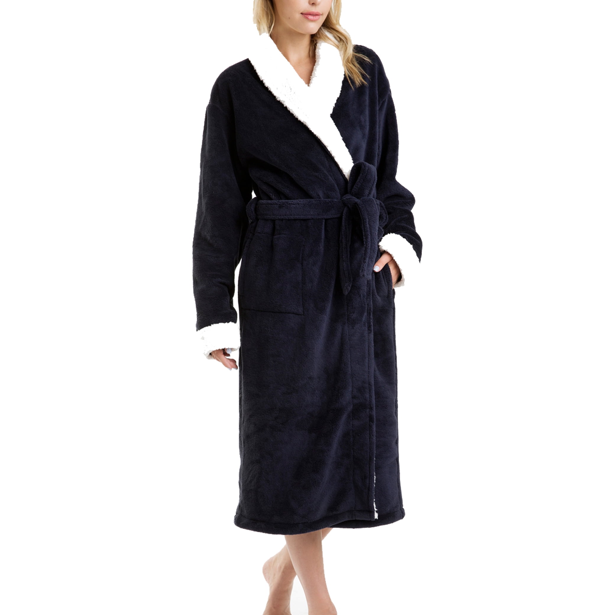 Nestin Deluxe Women's Plush and Cozy Fleece Sherpa Robe - Walmart.com