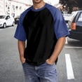 Afdoent Men's T-Shirts Casual Denim Patchwork Half Sleeve T-Shirt Top ...