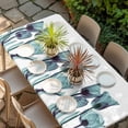 Abstract Green Fitted Rectangle Tablecloth 24" x 50" Tulip Ray White ...