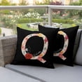 Black Letter Q Flower Outdoor Pillow Covers Set of 2 Watercolor ...