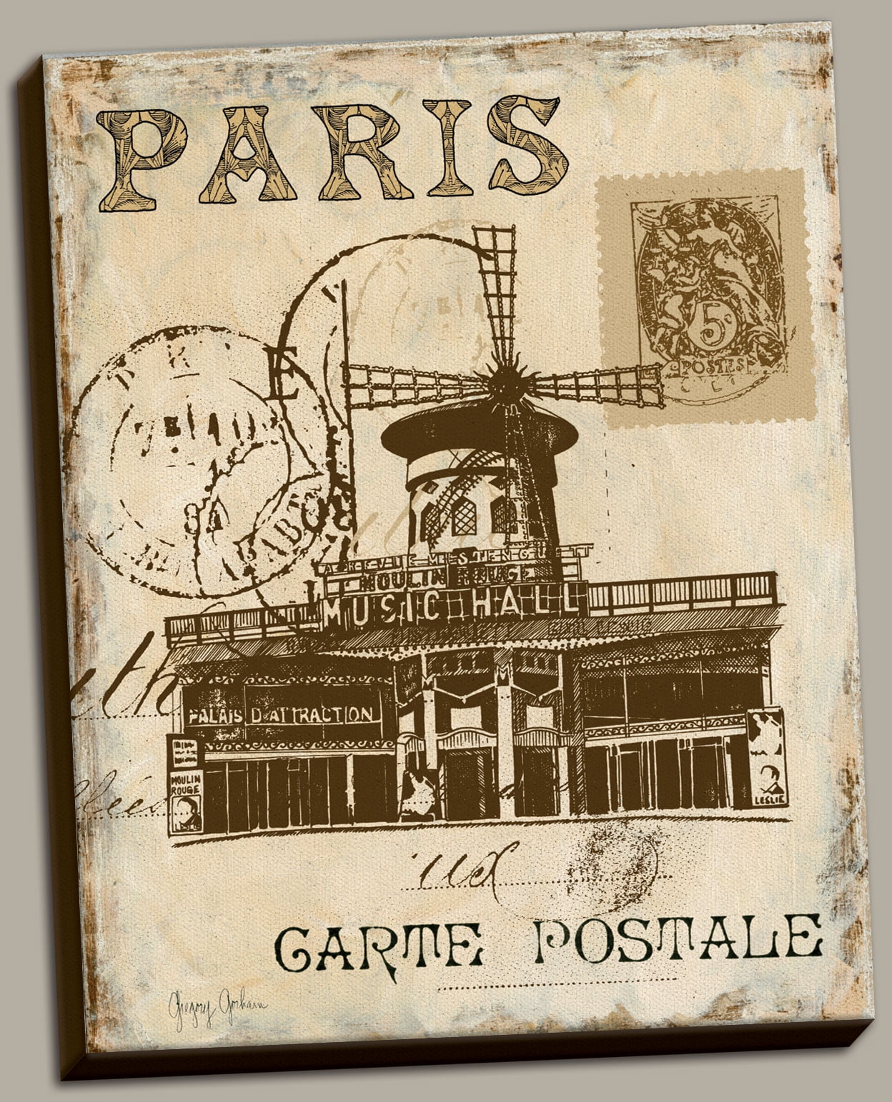 Canvas Paris France Postcard Collage Classic Travel Art Fashionable ...