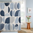 Abstract Semicircles Shower Curtain Set with Hooks, Boho Art Modern ...