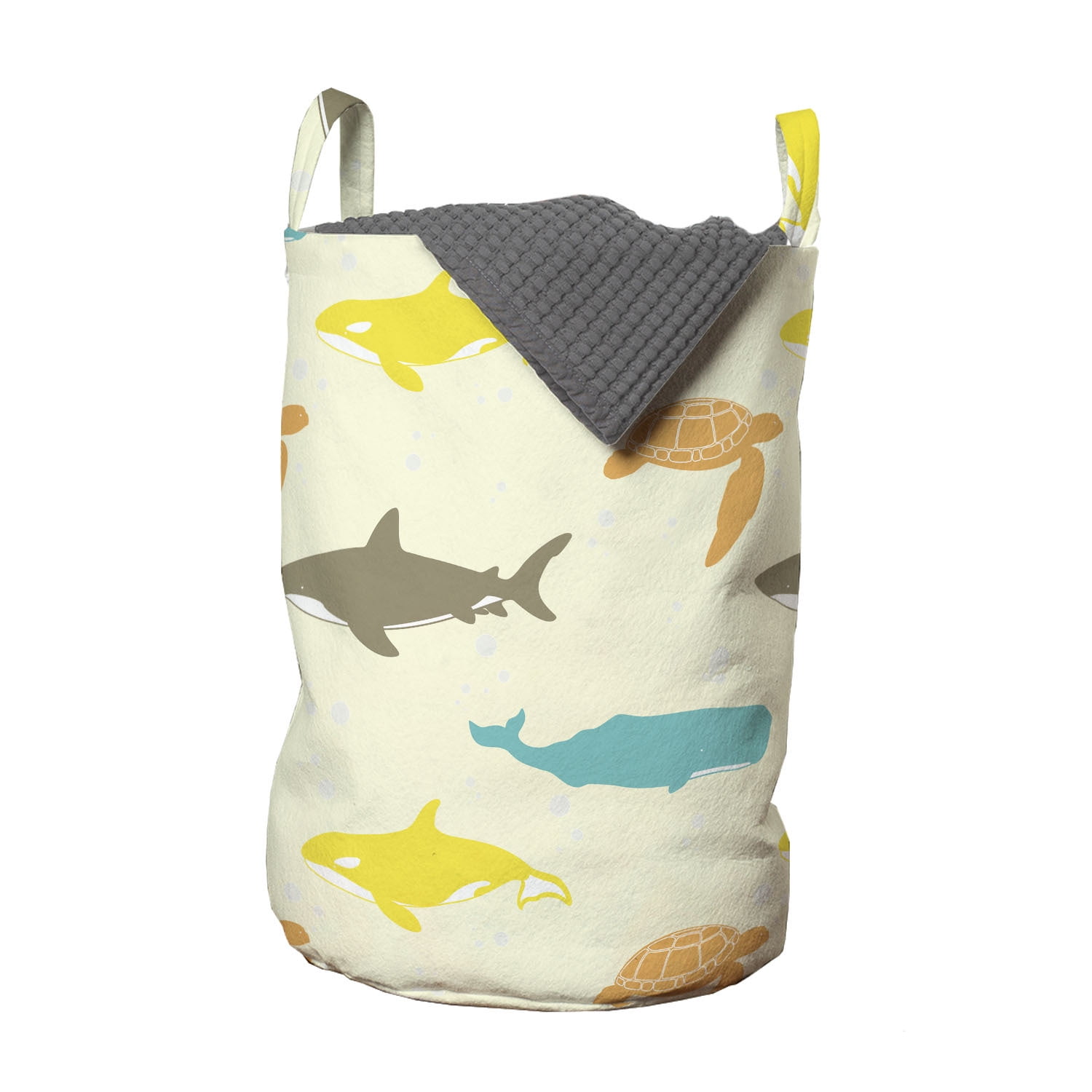 Animal Laundry Bag, Pattern with Whale Shark and Turtle Aquarium Doodle ...