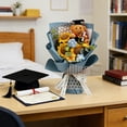 Graduation Gifts Crochet Flowers Bouquet, Handmade Sunflower Rose Bear ...