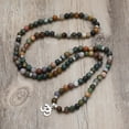 108 Mantra Mala Beads Bracelet Japa Mala Necklace with Om Symbol Charm ...