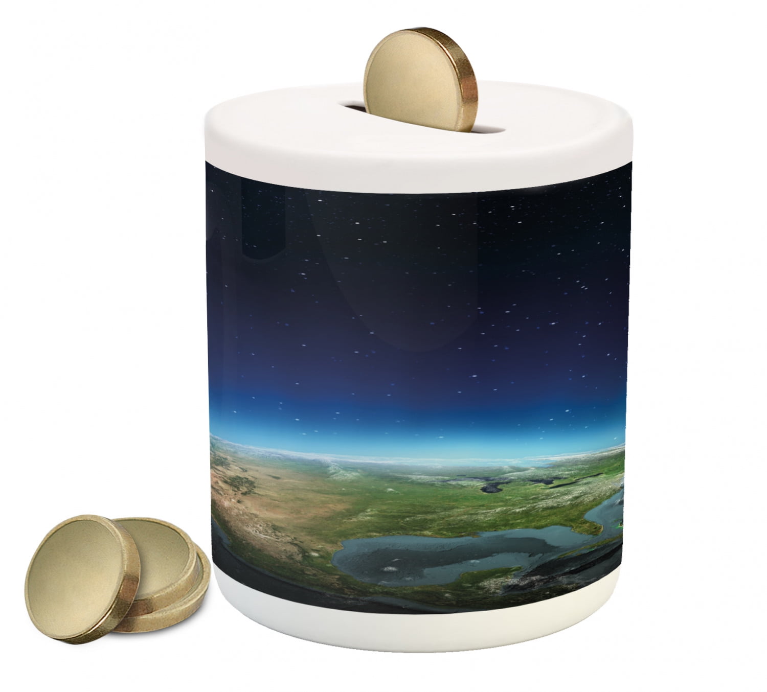 Earth Piggy Bank, North America Continent on Globe Earth Galaxy Milky ...