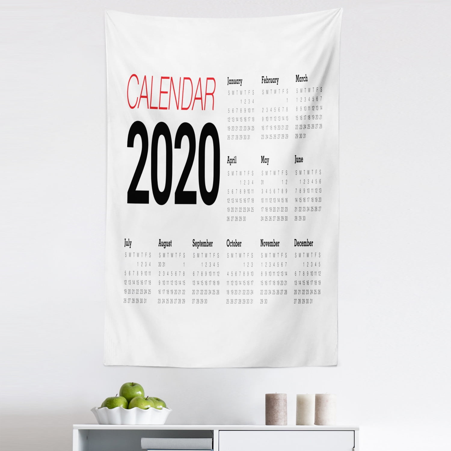 Calendar 2020 Tapestry, Modern Design Date Plan Moths Weeks and Days ...
