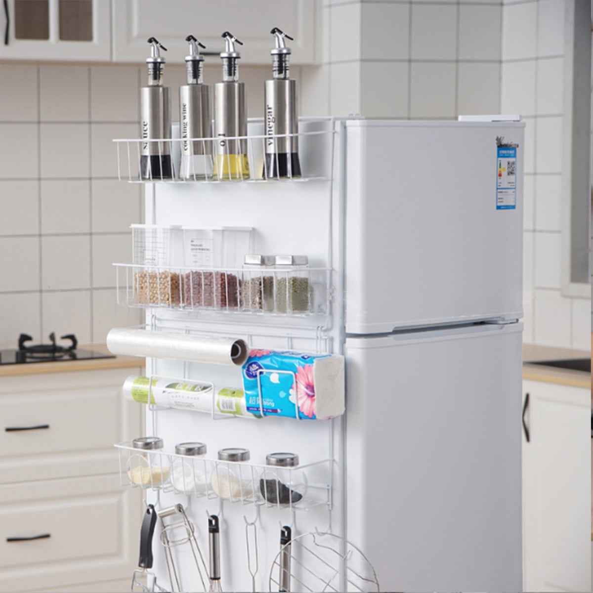 2/3-Tier Kitchen Refrigerator Side Shelf Kitchen Rack Spice Storage ...