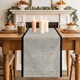 Black Rhombus Frames Table Runner, Minimalist Boho Concentric Lines ...