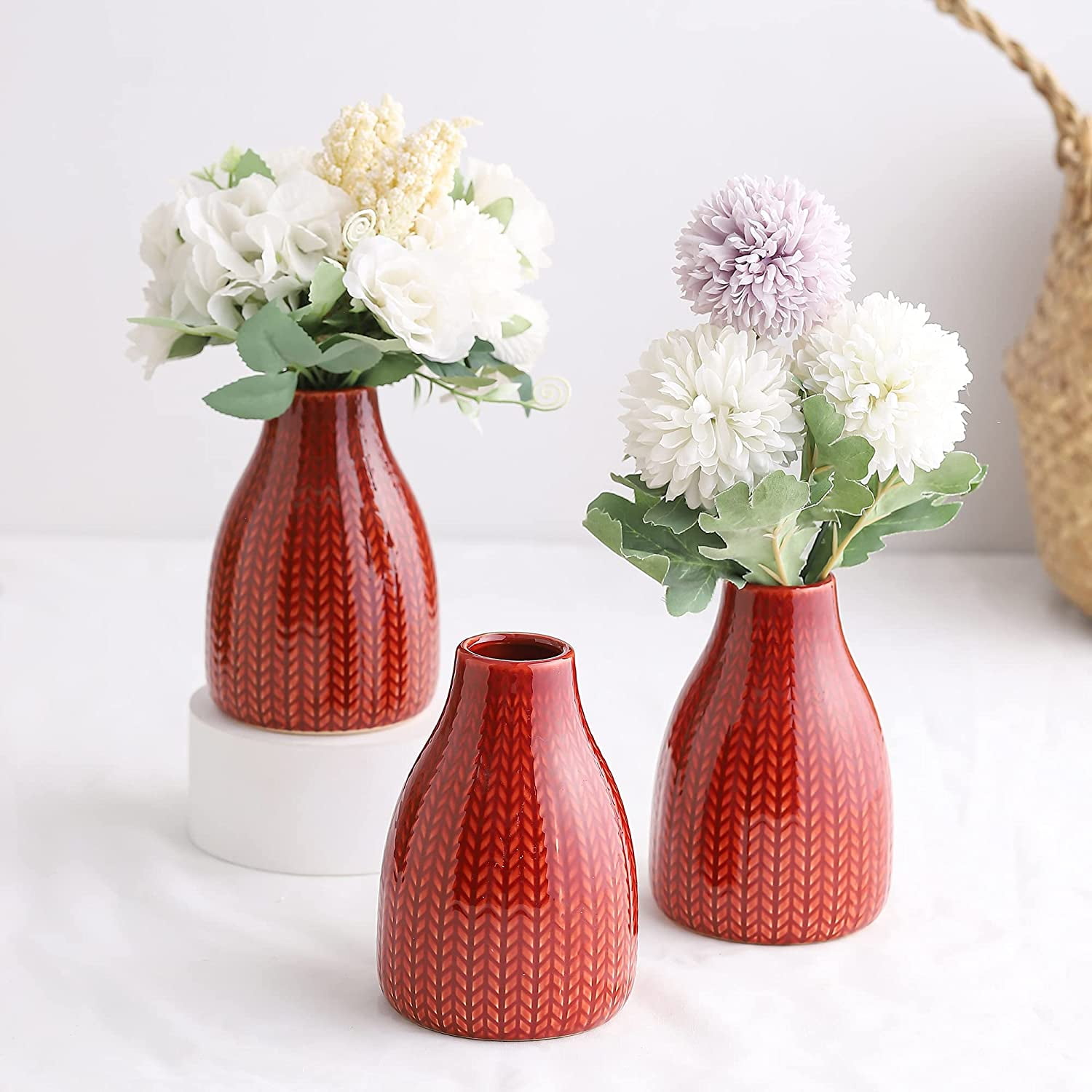 Vase Ceramic Flower Vases Set of 4 Decorative Vase for Living Room ...