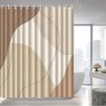 1pc Modern Abstract Curve Shower Curtain with Hooks - Beige Brown White ...