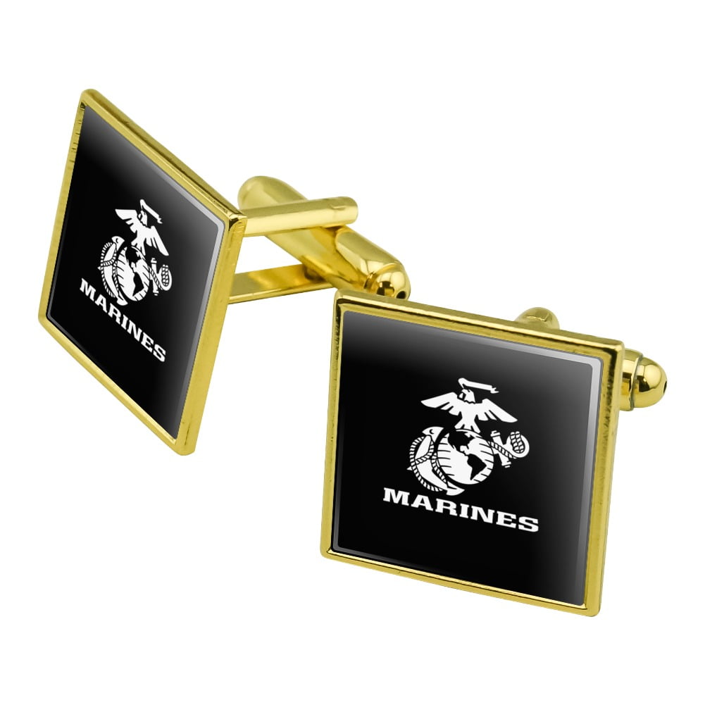 Marines Text USMC White Logo on Black Officially Licensed Square ...