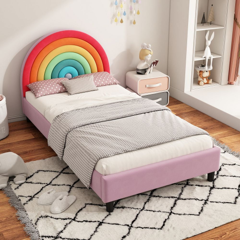 Click here for Taoruifang Upholstered Twin Platform Bed Cute Styl... prices