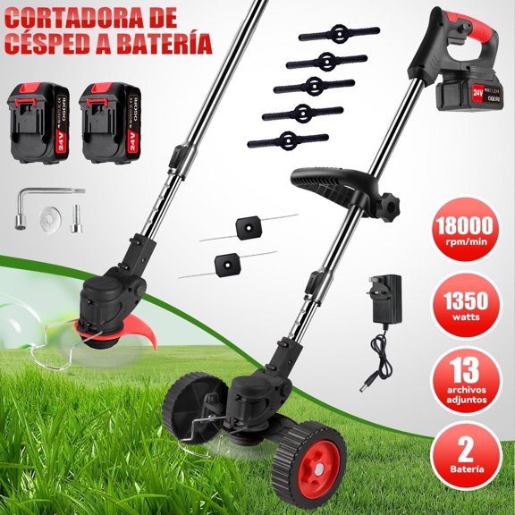 Cordless Weed Eater String Trimmer, Lightweight Push Lawn Mower with 3 ...