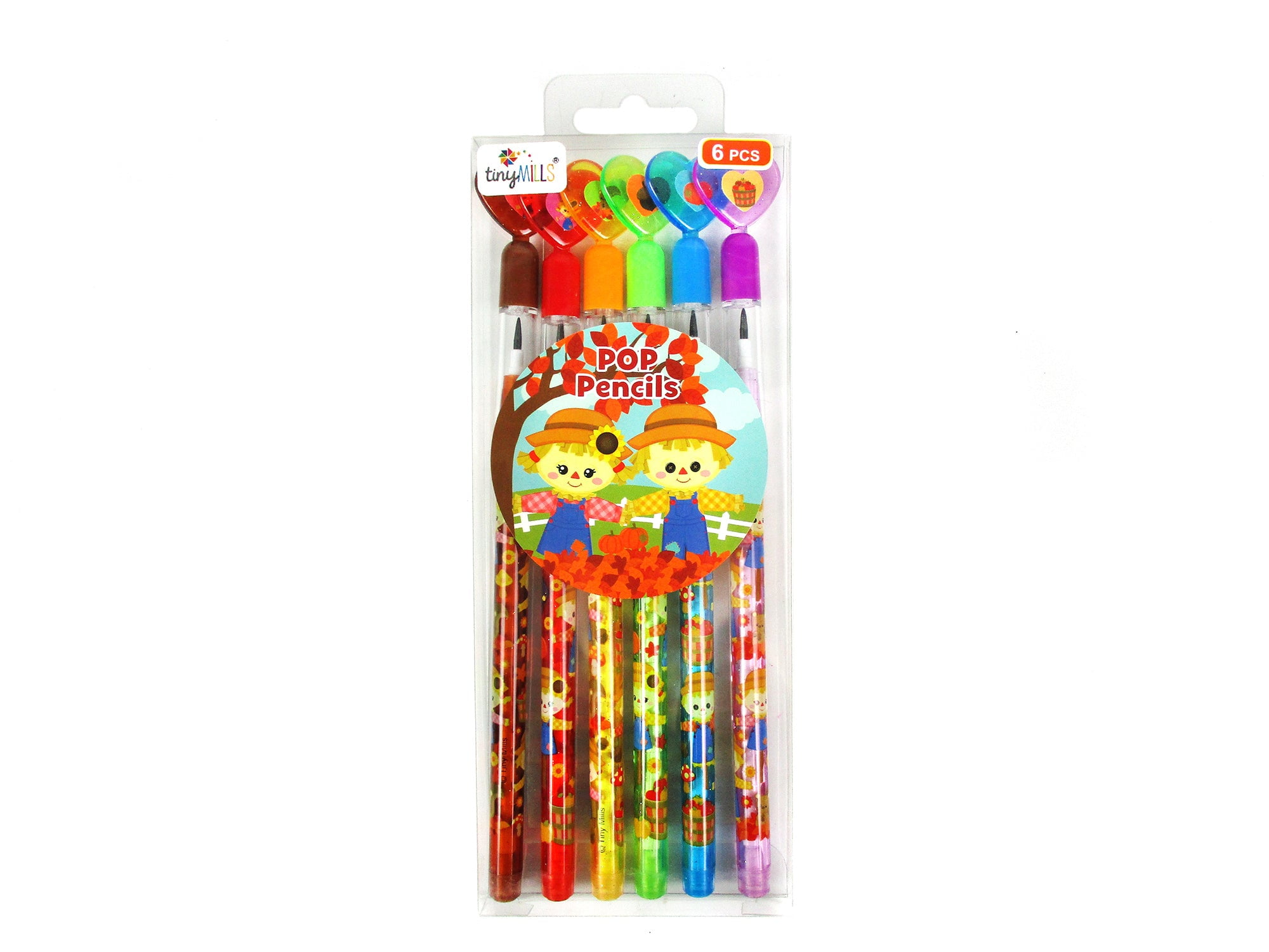 Autumn Multi Point Stackable Push Pencil Assortment with Eraser - 6 Pcs ...
