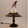 2026 Witch Hat Lamp,Stained Glass Resin Wizard Hat Light Gothic Table ...