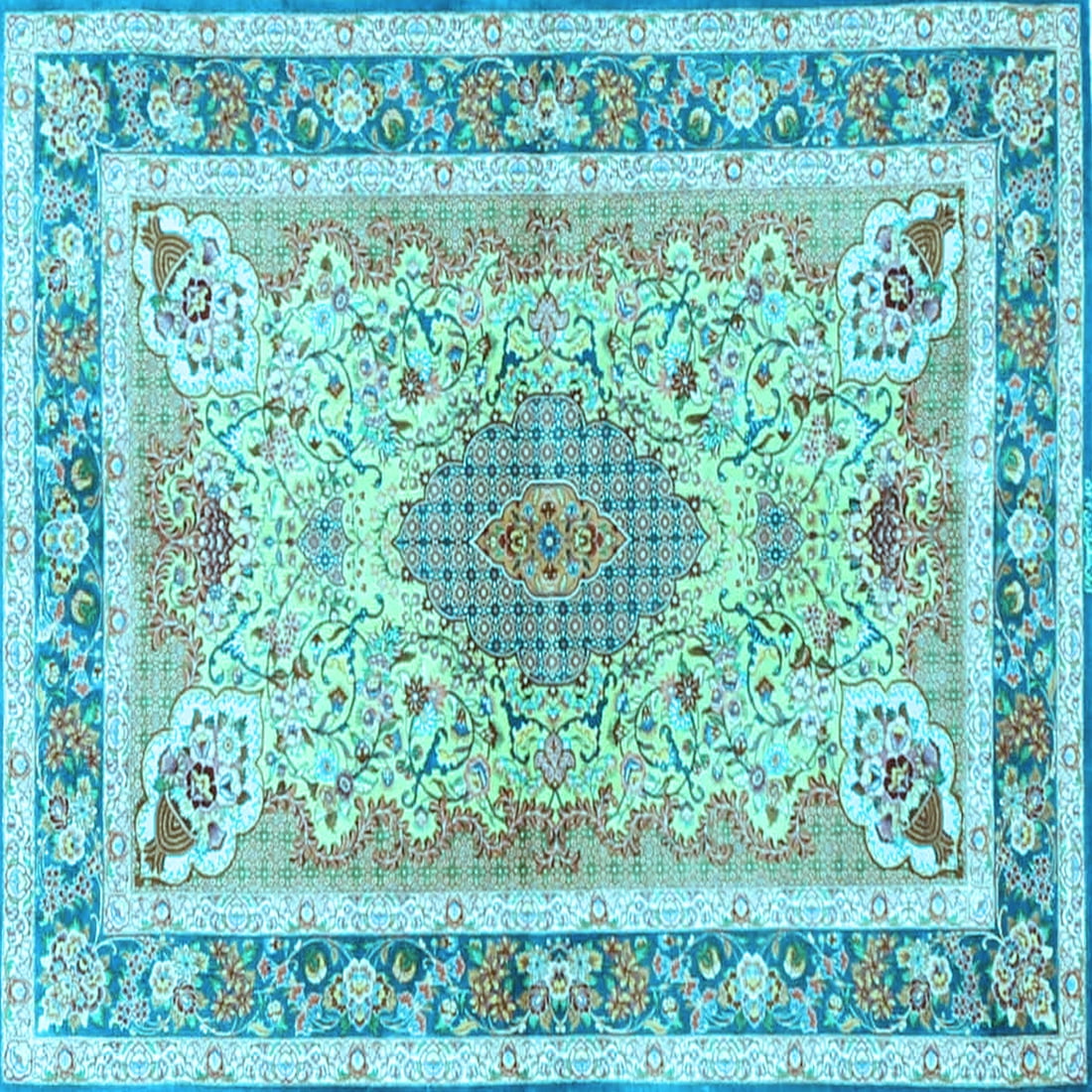 Ahgly Company Indoor Square Medallion Light Blue Traditional Area Rugs ...