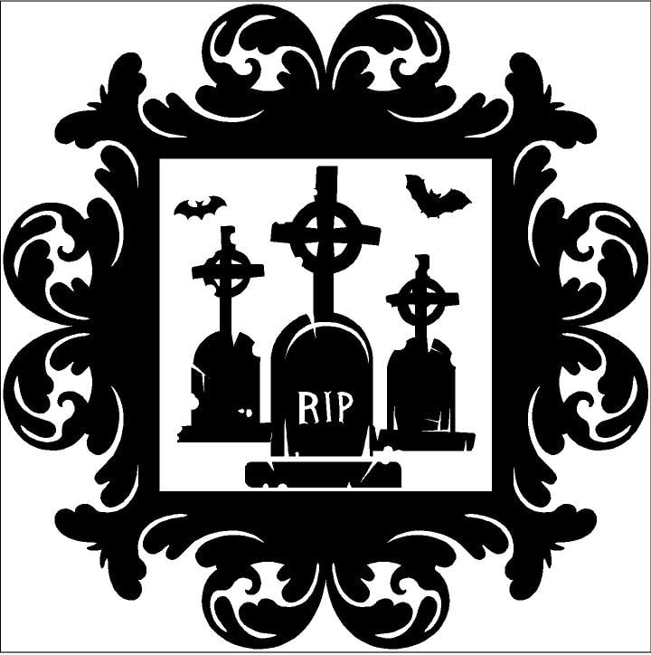 Halloween Frame #5 Graveyard Tombstones portrait vinyl lettering decal ...