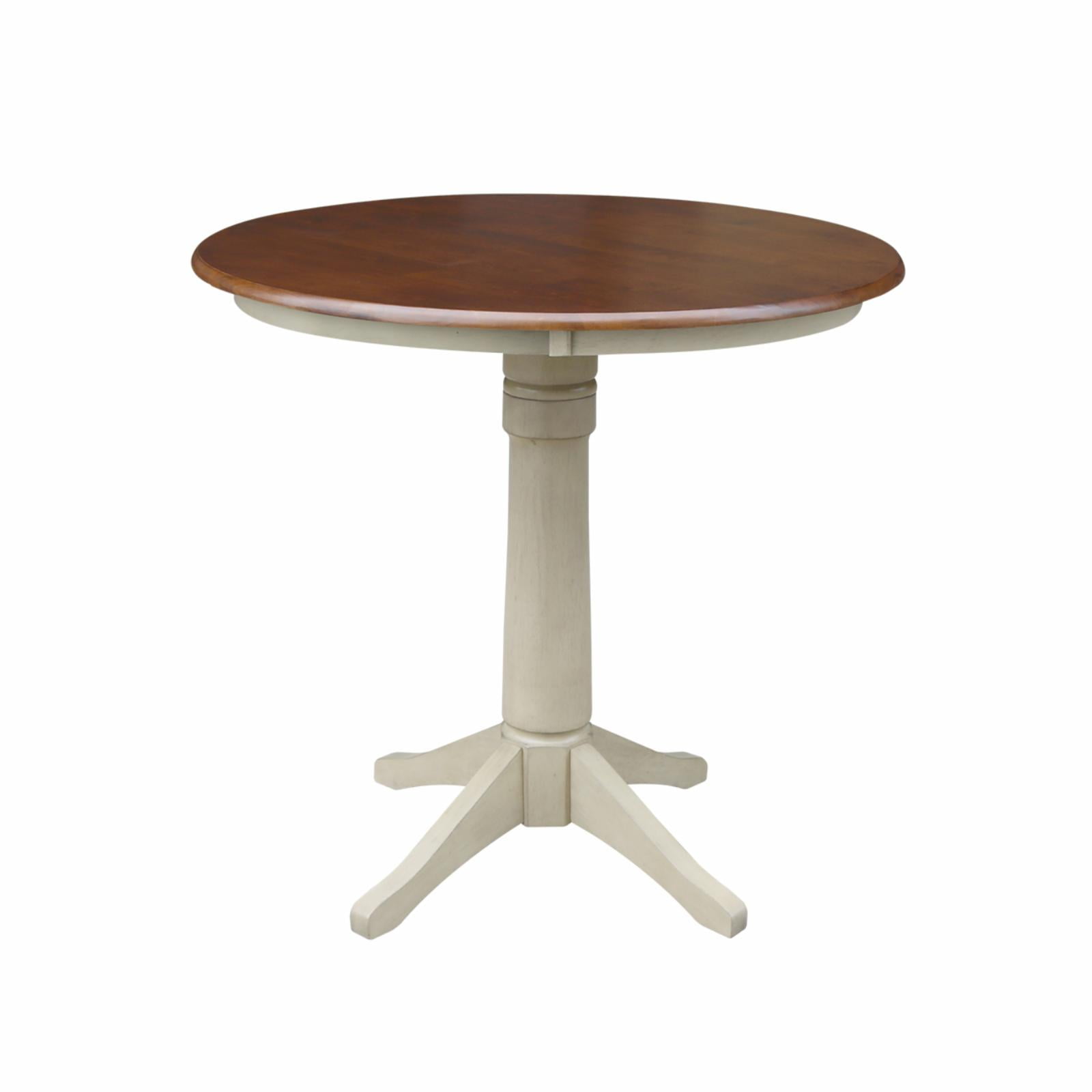 36" Round Pedestal Counter Height Table - Almond/Espresso - Walmart.com