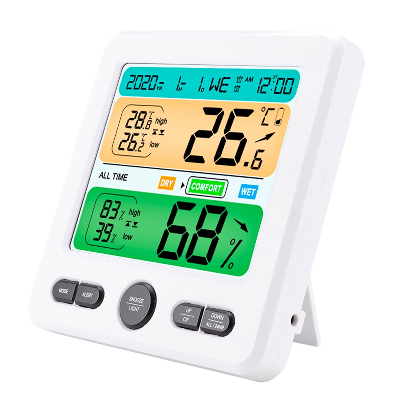 Home Temperature Humidity Meter Digital Alarm Clock with Comfort ...
