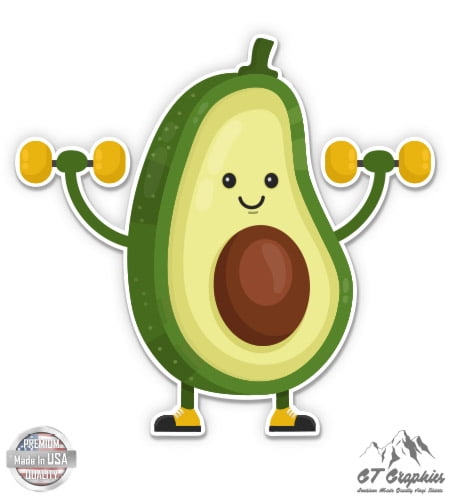 Avocado Exercising Cute - 5" Vinyl Sticker - For Car Laptop I-Pad ...