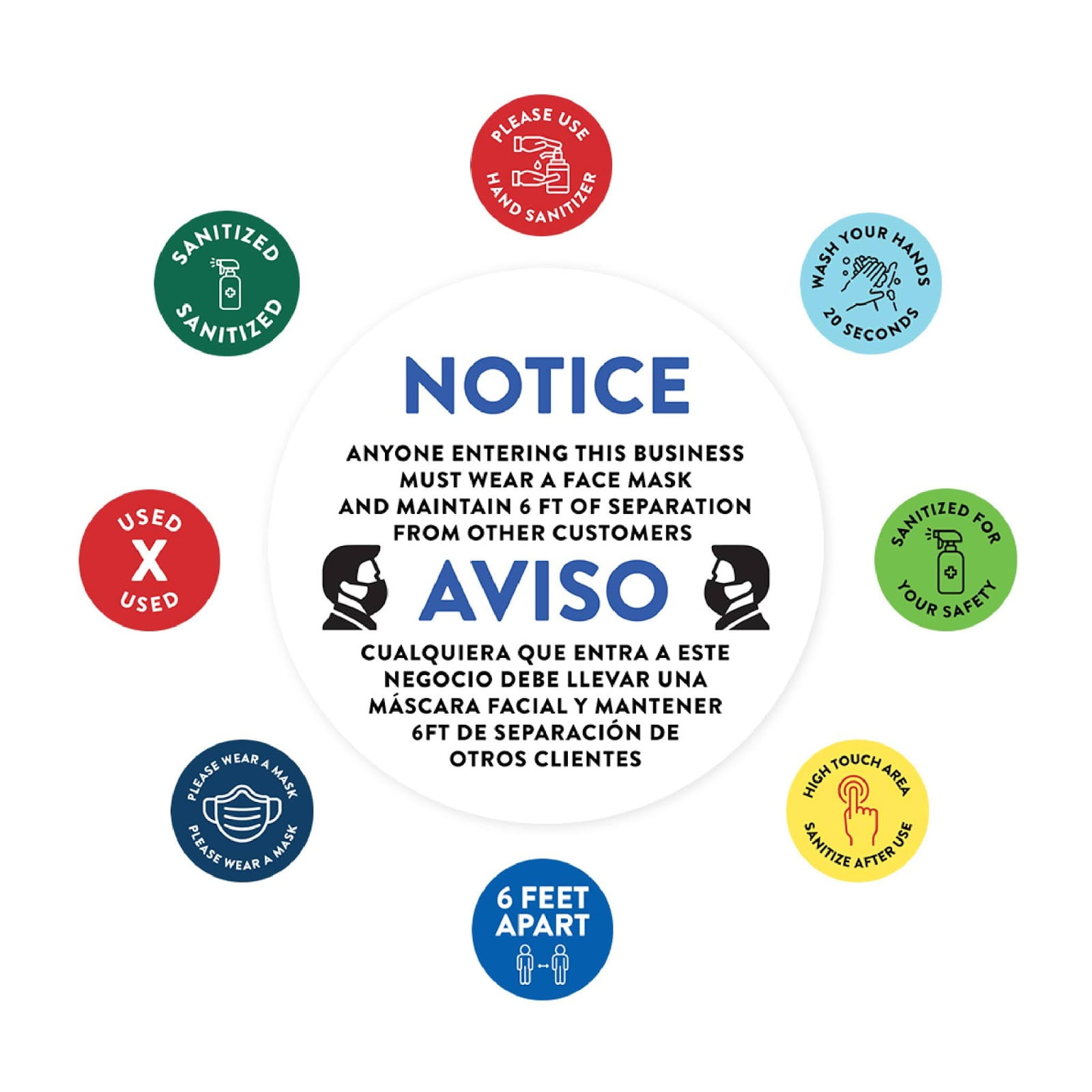 Koyal Wholesale Spanish Social Distancing, Bilingual Face Mask Required ...