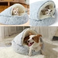 Cozy Cocoon Dog Bed with Hooded Cave Cover, Self-Warming Covered Pet ...