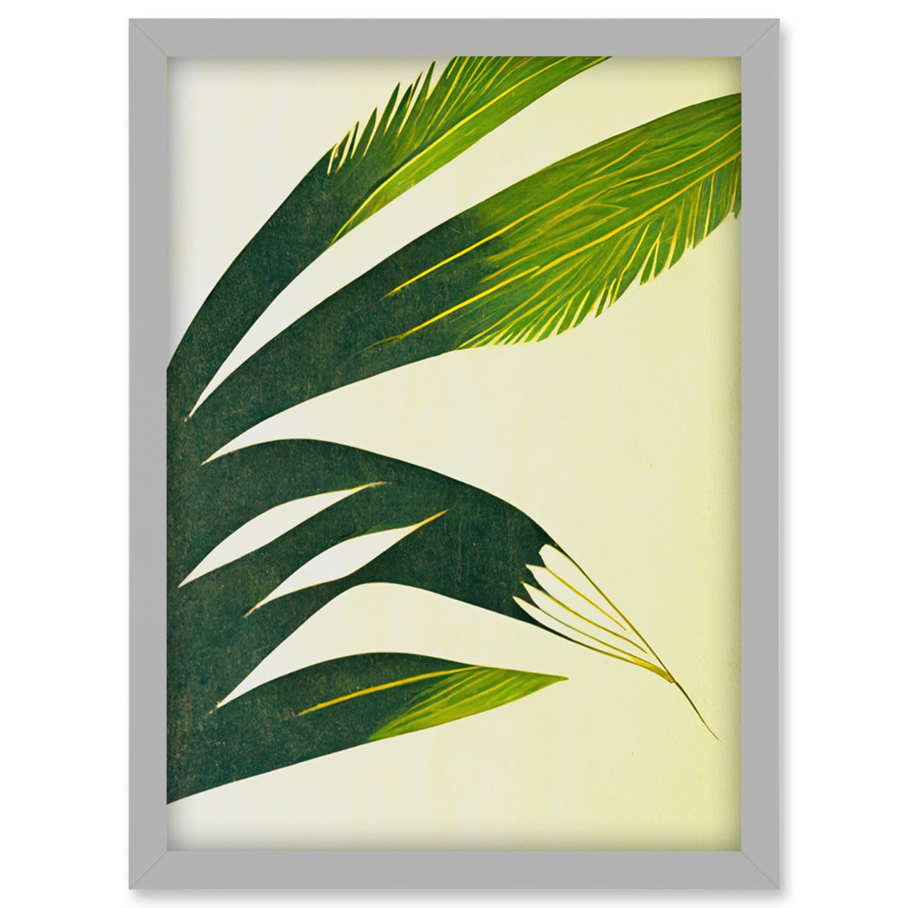 Modern Abstract Fan Palm Tree Leaf Illustration Artwork Framed Wall Art ...