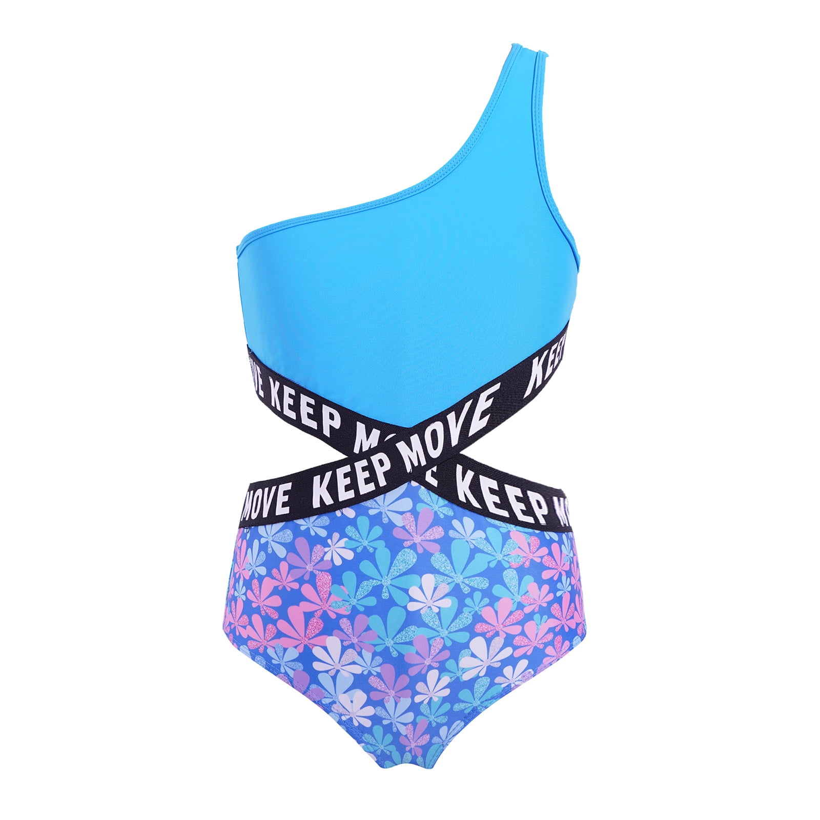 TiaoBug Kids Girls One Piece Swimsuit One Shoulder Swimwear Bikini ...