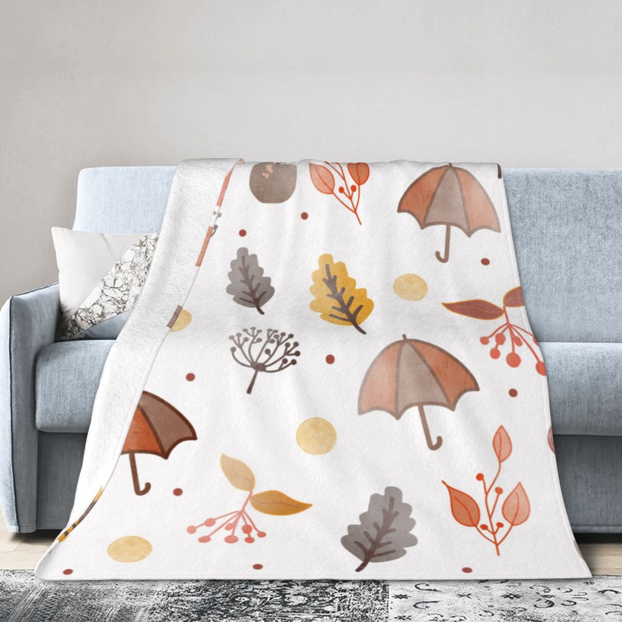 Anti-Pilling Flannel Bed Throw Blankets Autumn Drawing Background ...