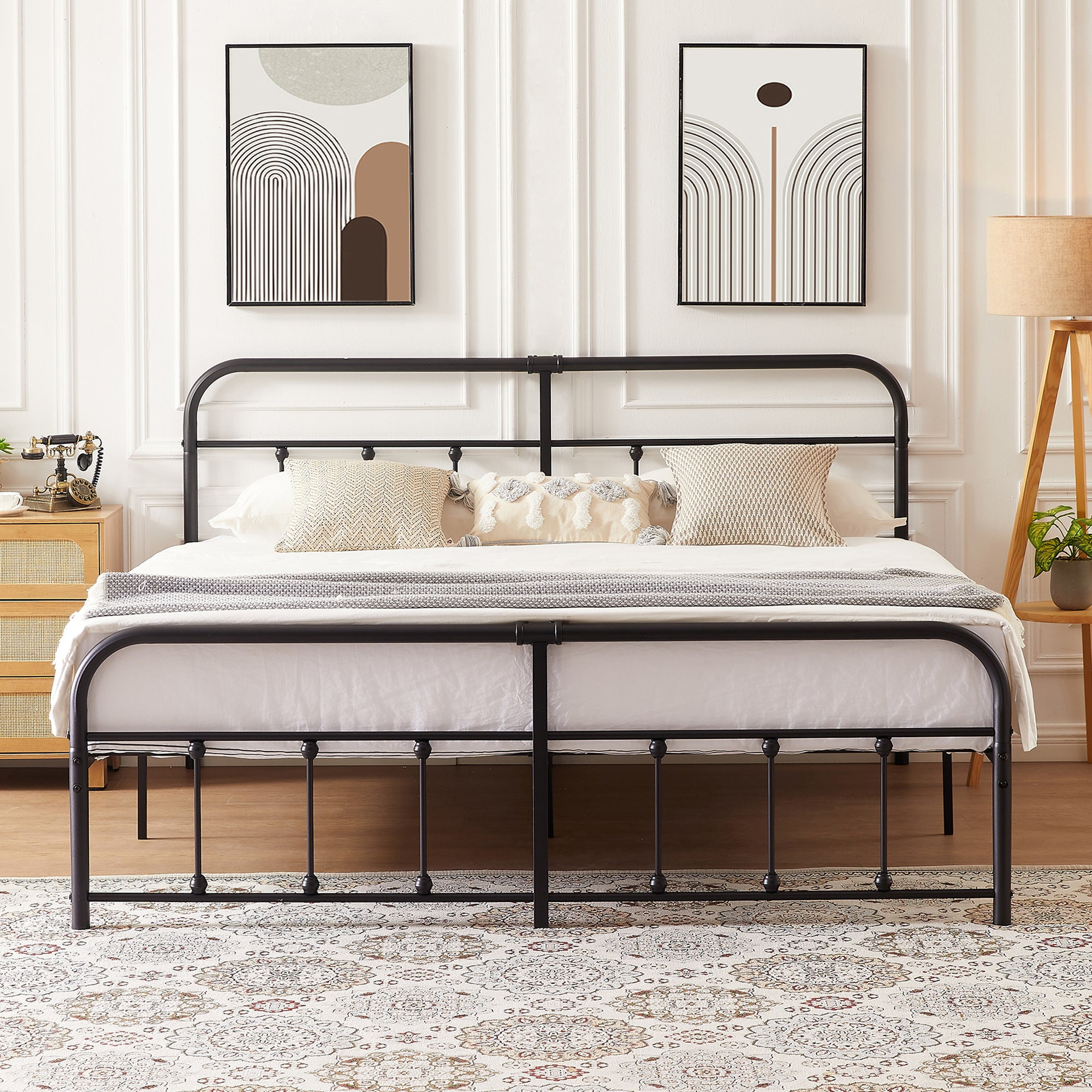 VECELO King Size Metal Platform Bed Frame with Headboard and Footboard ...