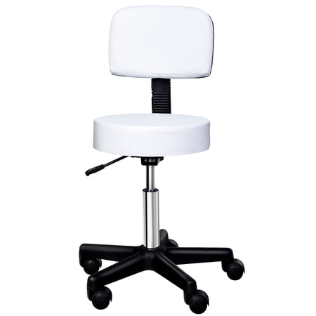 HOMCOM Swivel Salon Stool Chair with Back Support Height Adjustable ...