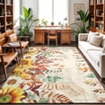 Area Rug 5x8ft, Fall Foliage Rustic Golden Sunflower Washable Rugs for ...