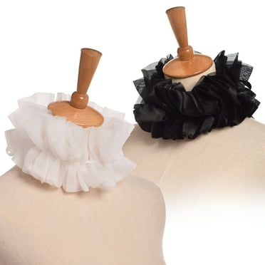 Renaissance Tulle Ruffled Fake Collar Layered Black White Mesh Clown ...