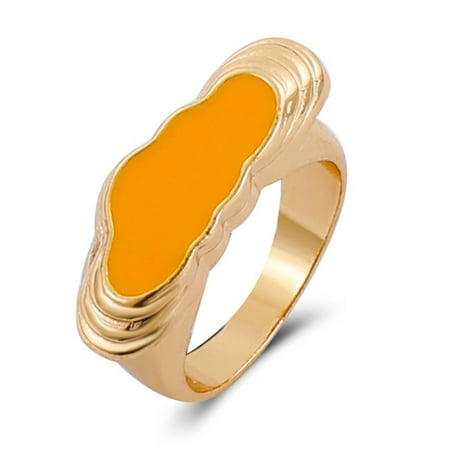 Crday Gold Color Metal Rings Korean Cute Enamel Daisy Tulip Heart Rings ...