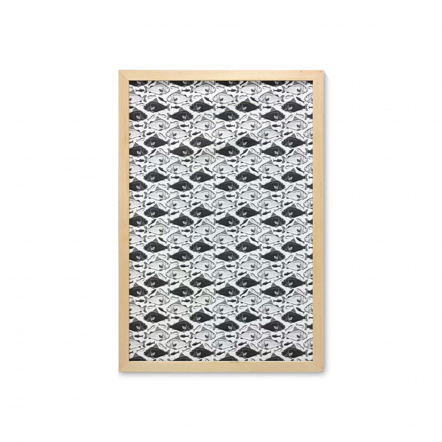 Animal Wall Art with Frame, Digital Dotted Fish Retro Fauna Aquatic ...