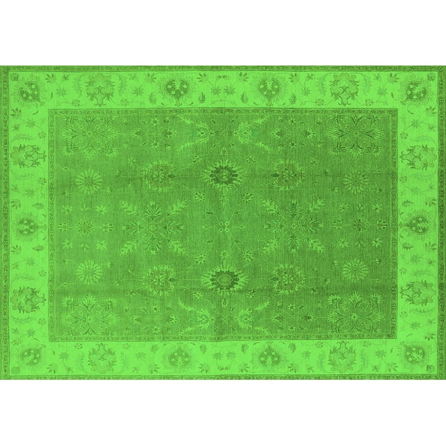 Ahgly Company Indoor Rectangle Oriental Green Traditional Area Rugs, 8 ...