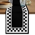 Black Square Table Runner 13x120 Inch Graphic Retro Black White ...