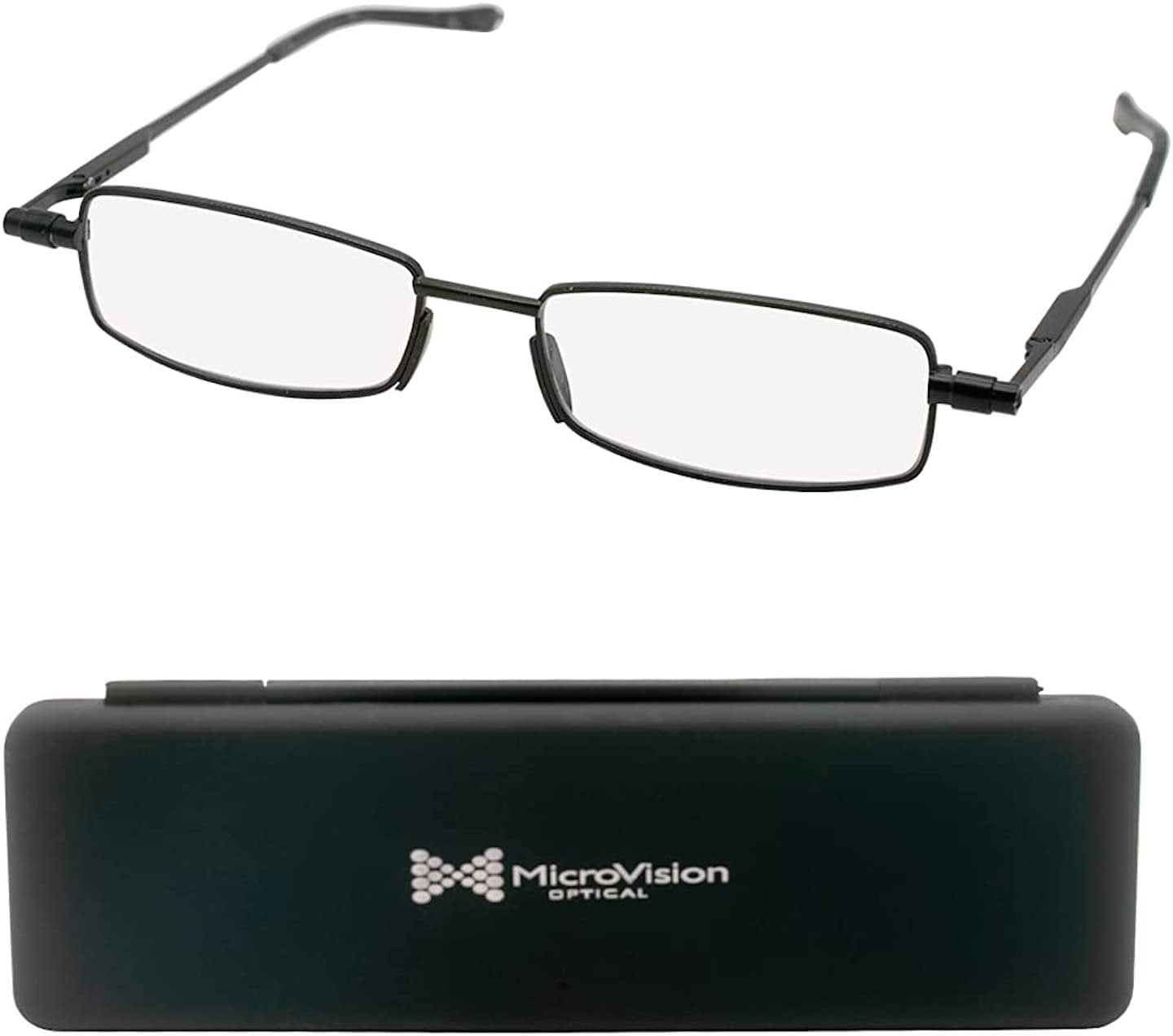 MicroVision Optical Flat Folding Reading Glasses With Compact Case For ...