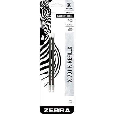 Zebra F-Series Fine Point 0.7mm Stainless Steel Pen Refill, Black Ink ...