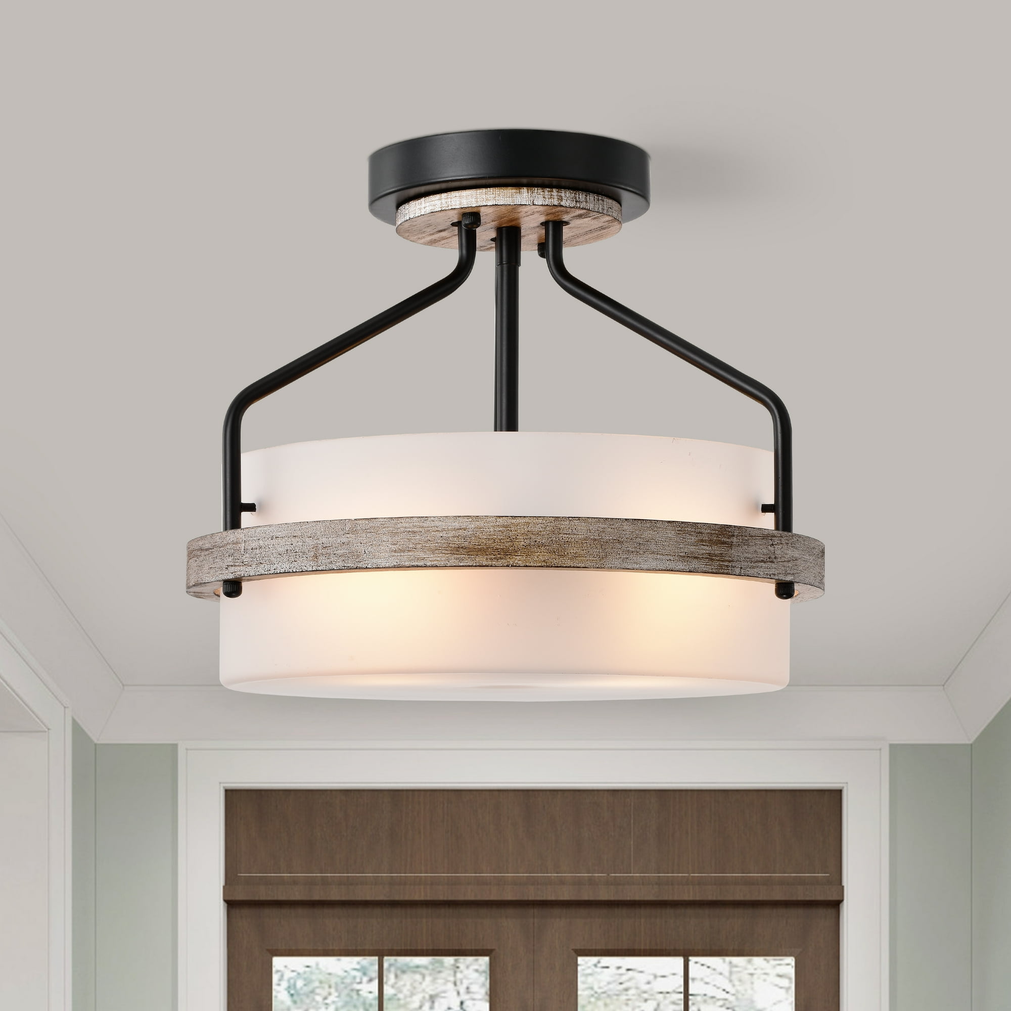 Click here for Warehouse Of Tiffany Janice Matte Black 2-Light Fr... prices