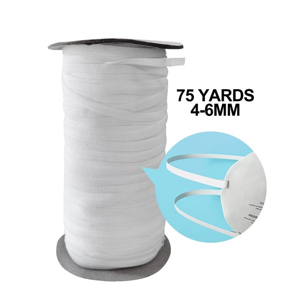 Selfieee 75 Yards 4-6mm Elastic Mask Strap White Handmade String for ...