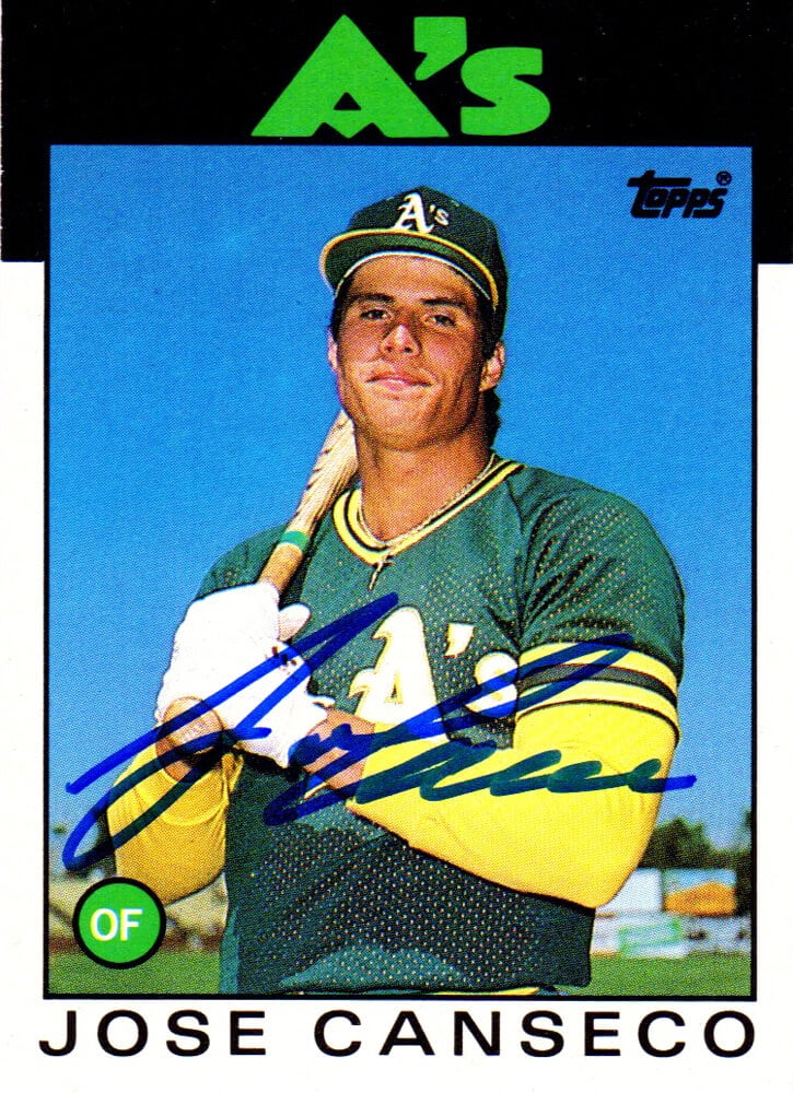 Jose Canseco Signed Oakland A's (Athletics) 1986 Topps Rookie Card #20T ...