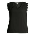 Terra & Sky Plus Size V-Neck Tank with Eyelet Yoke - Walmart.com